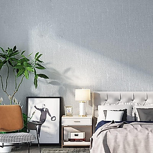 Fabric Peel and Stick Wallpaper Gray Faux Grasscloth Wallpaper Self-Adhesive 17.8” x 118” Linen Wallpaper Removable Wallpaper Embossed Textured Contact Paper Decoration Backsplash Countertop Liners