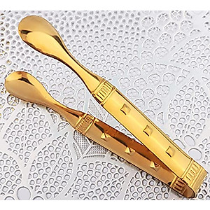 IAXSEE 6-Pieces 6 Inch Gold Tongs Mini Tongs for Appetizers, Gold Serving Utensils Small Tongs for Serving Appetizers Ice Tongs Sugar Tongs