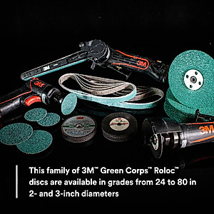 3M Green Corps Roloc Disc 36525, 40+ Grit, 2 in, Pack of 25 Heavy Duty, Quick Change Discs for Grinding, Coating Removal, Fast Cutting
