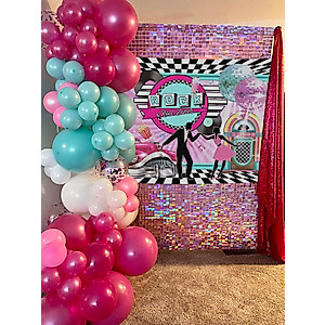 Mocsicka 50s Birthday Party Banner Back to 50's Rock and Roll Banner Backdrop 1950s Party Decorations Retro Rocking Backdrop for 50s Party, 72.8 x 43.3 Inch