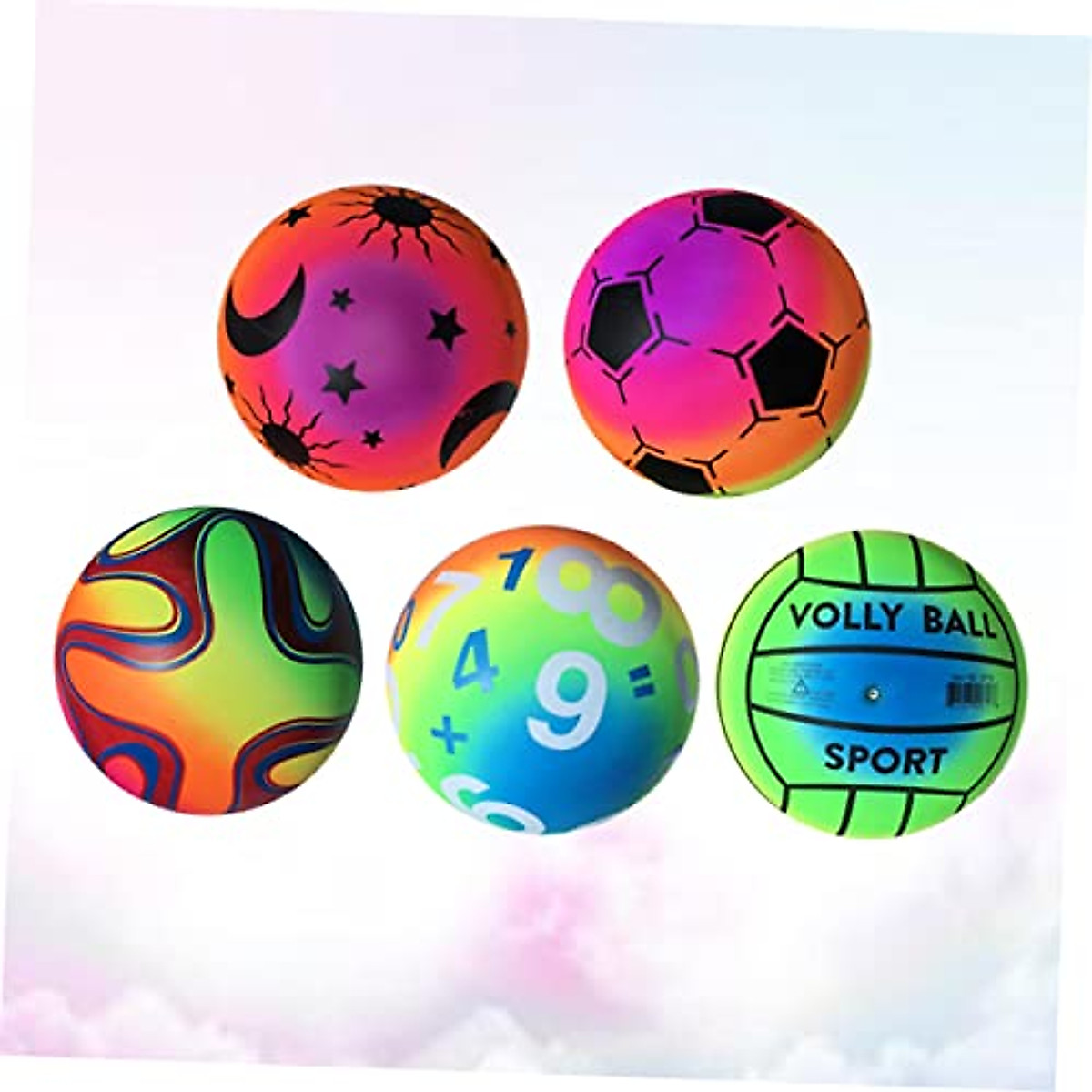FELTECHELECTR 5 Pcs 22 Beach Toy Water Pool for Kids Bulk Toys for Kids Swimming Pool for Kids Sports Kickball Flap Football Water Inflatable Ball Rainbow Ball Beach Ball Child Gradient Toy Ball