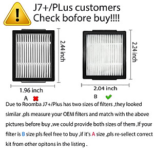 JoyBros Replacement Parts Specific for iRobot Roomba Combo/j7+ (ONLY) Vacuum Cleaner Accessories : 1 Set Rubber Brushes & 4 Filters & 4 Side Brushes & 3 Vacuum Bags