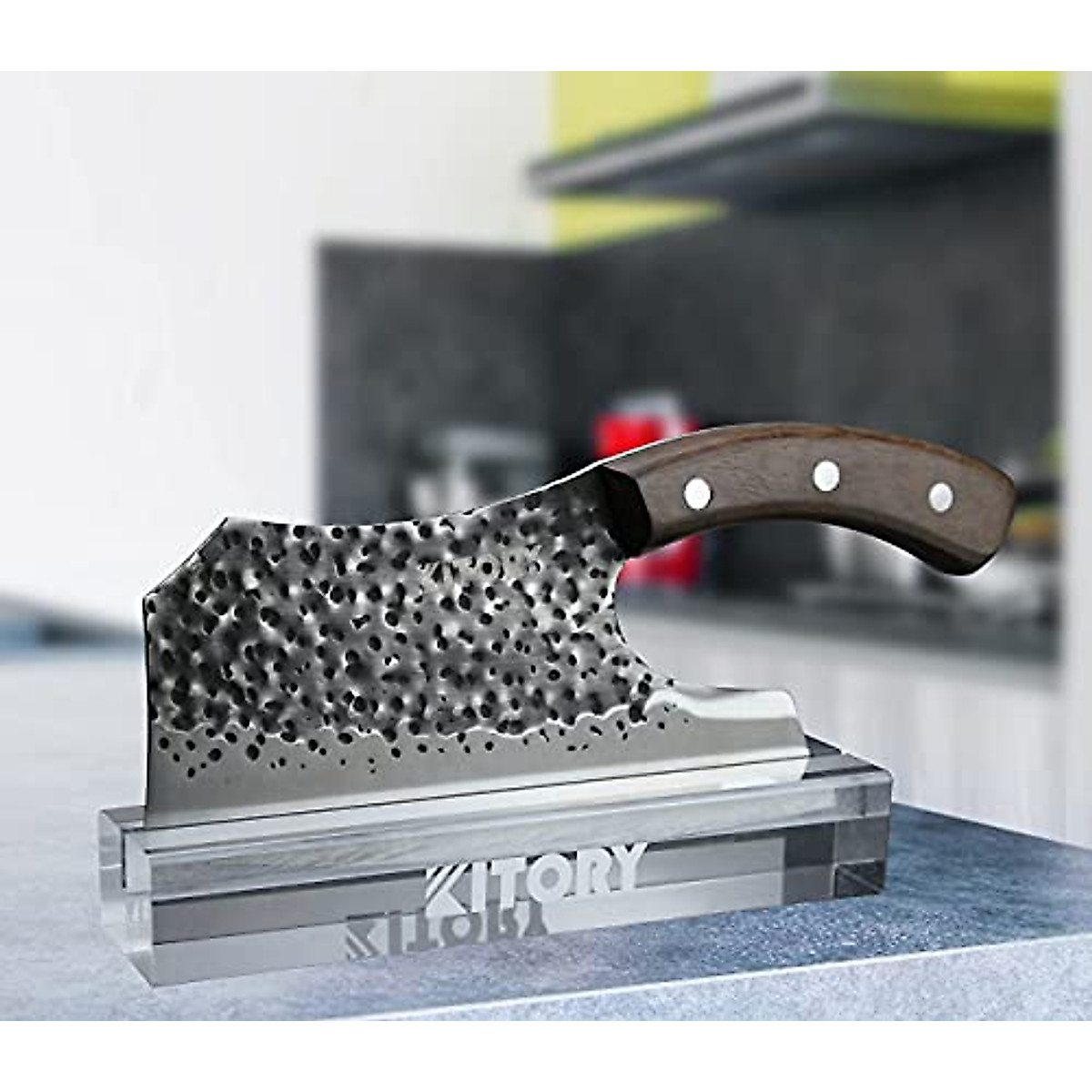 Square Cleaver Knife Block, Knife Stand/Holder especialy for Square Cleaver Knife Display or Exhibition - Elegant Transparent Acrylic, From Kitory