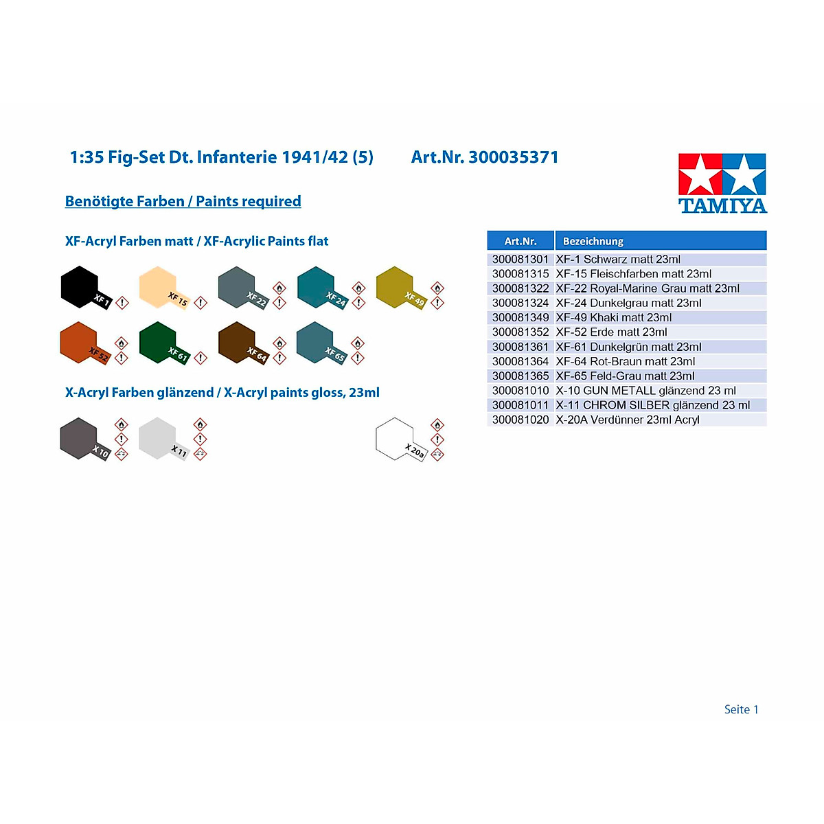 Tamiya 35371 1/35 German Infantry Set Mid WWII