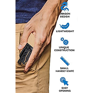 Grand Way Small Pocket Knife - Folding Wallet Knife - Mini Tactical Knife with Money Clip - Cool Dragon Blade Credit Card - Small Folding Knife - Birthday Christmas Gifts for Men and Women 6682