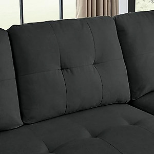 Eafurn L Shaped Sectional Sofa with Chaise Lounge and Pull Out Sofabed, Deep Seat Convertible Corner Couches with Storage Places,Comfy Upholstered Sofa&Couches for Living Room Furniture Sets