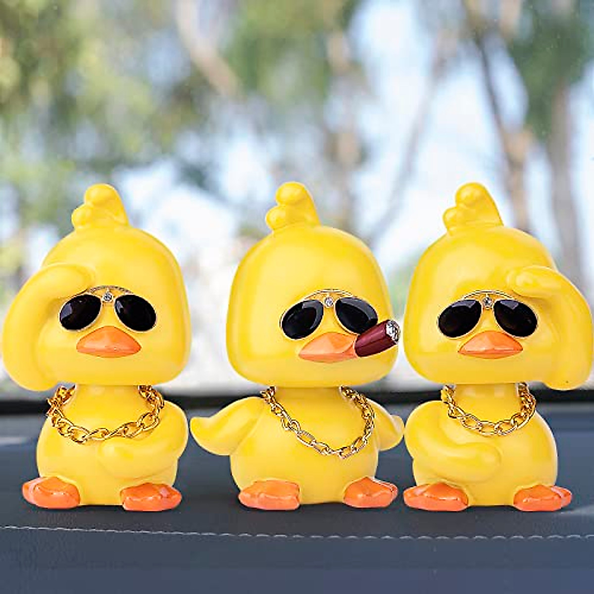 MuMyer Cool Yellow Duck Car Ornaments Funny Duck Car Toy Dashboard Decorations Shaking Head Doll for Car Auto Interior Decor Accessories