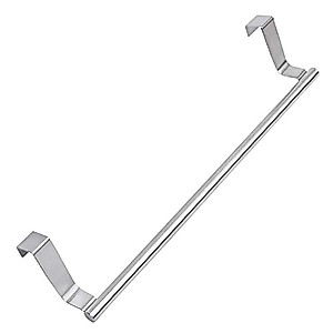 Mziart Towel Bar with Hooks for Bathroom and Kitchen, Brushed Stainless Steel Towel Hanger Over Cabinet Door (14inch)