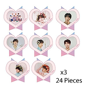 Kpop BTS Birthday Party Kit Supplies For Bangtan Boys includes Banner - 1 Cake Topper - 24 Cupcake Toppers - 16 Balloons - 40 Stickers
