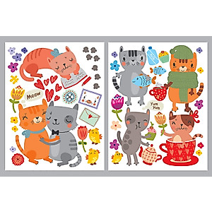 Cat Wall Stickers for Kids - Baby Vinyl Home Décor - Cute Animal Decals for Bedroom Playroom