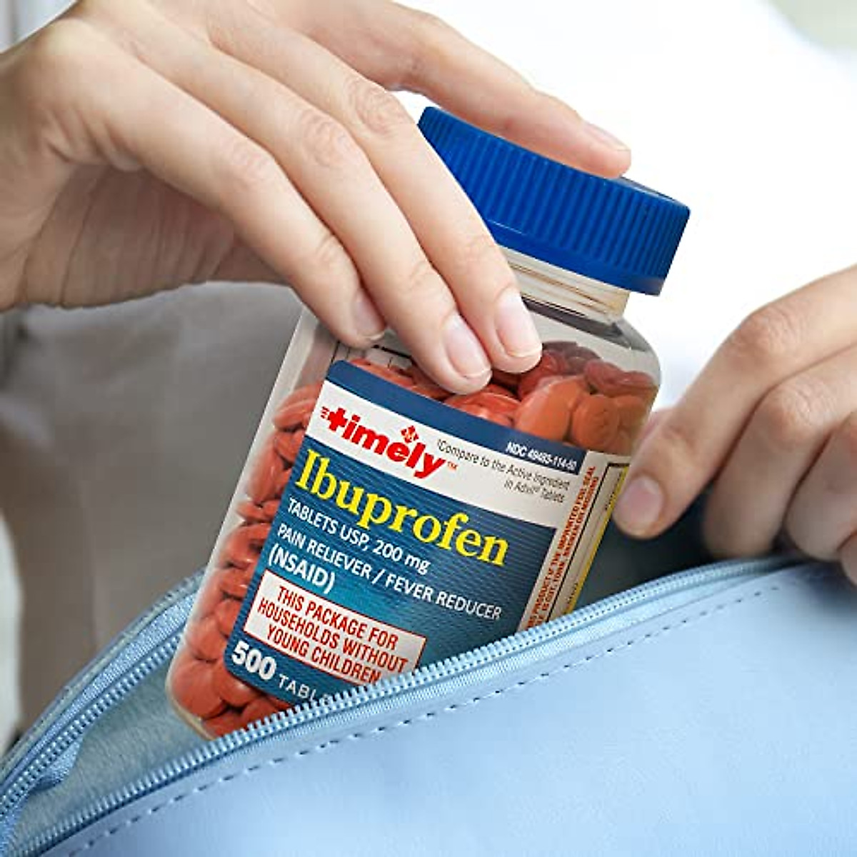 Timely - Ibuprofen 200mg - 500 Tablets - Compared to Advil Tablets - Pain Relief Tablets and Fever Reducer for Adults - for Headache Relief, Menstrual Pain, Tooth and Muscular Aches