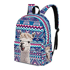 Psxnvid Alpaca Llama Backpack Cartoon Cute Alpaca Bohe Backpacks Travel Hiking Laptop Backpack for Women Men Girls Boys