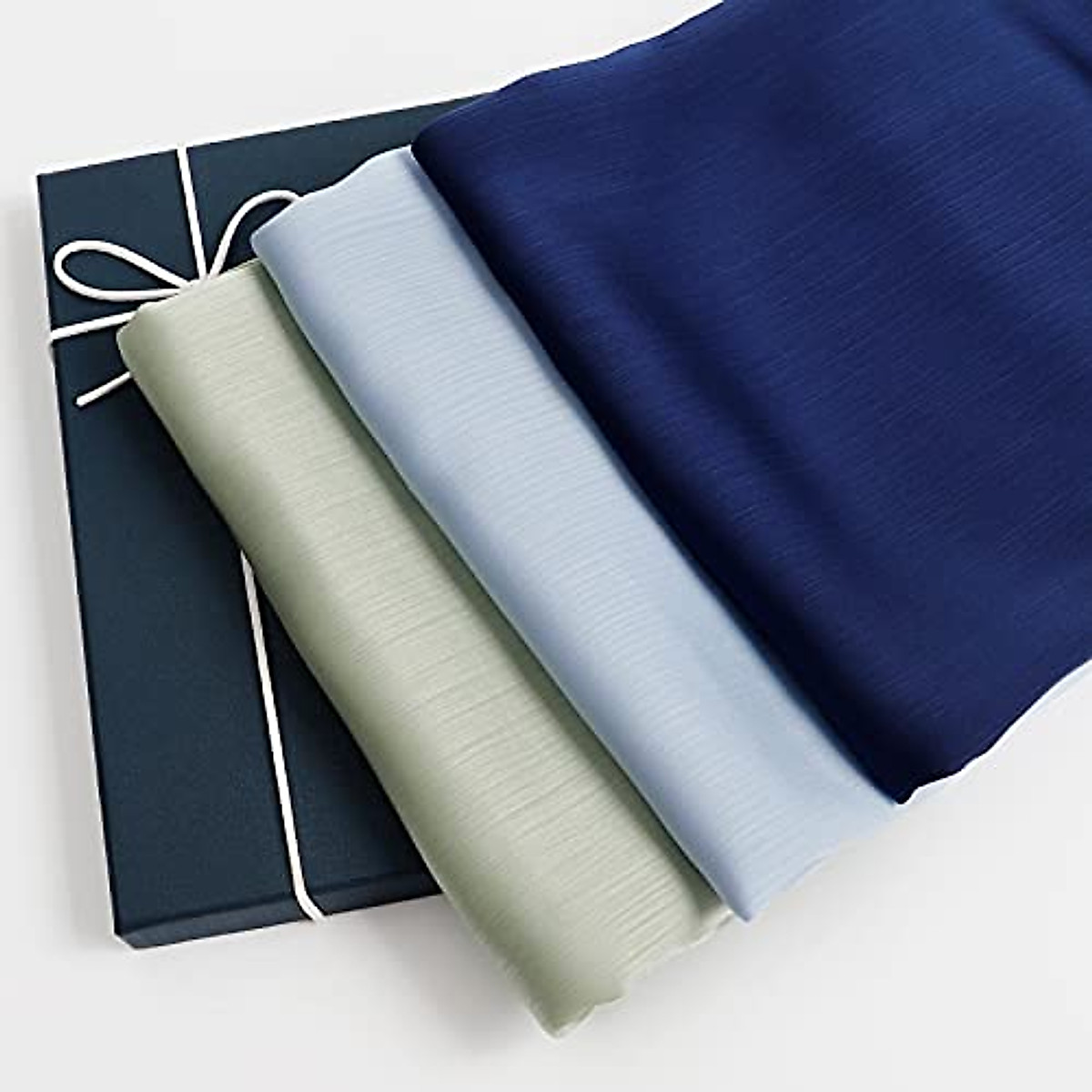 3PCS Muslim Women Natural Wrinkle Long Chiffon Hijab Scarves Smooth Crinkle Ladies Shawl Wrap Set With Gift Box (Color B), 175*70cm