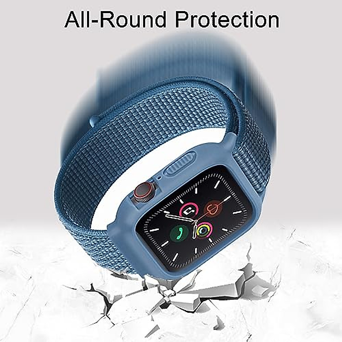 [3 Pack] Nylon Bands with Case Compatible with Apple Watch Band 38mm 40mm 41mm & 42mm 44mm 45mm,Soft TPU Case with Breathable Strap for iWatch 9/8/7/6/5/4/3/SE/SE2