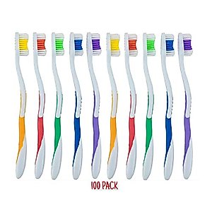 Millennium Bulk Individually Wrapped Standard Medium Bristle Toothbrushes for Travel, Hotel, Guests, Disposable use and More (100 Pack)
