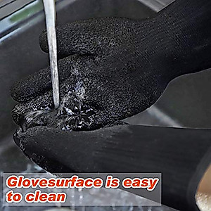 Schwer Odorless BBQ Grill Gloves Waterproof&Oilproof 932°F Heat Resistant Gloves Barbecue Grilling Gloves for Turkey Fryer, Smoker, Baking, Boiling, Heat Cooking （L）