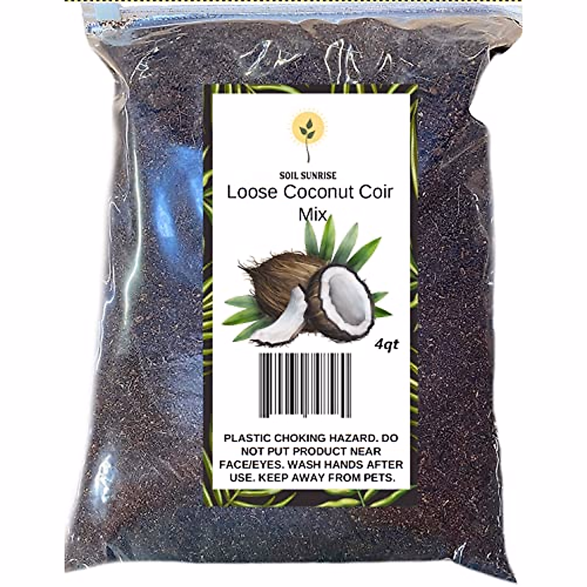 Loose Coconut Coir Mix, Coconut Coir for Gardening, and Reptile Substrate, All Natural, PH Balanced Double Washed Coco Peat 4qt