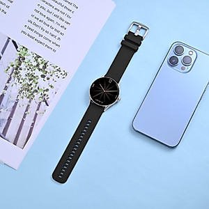 Anbeer Silicone Watch Band 16mm Quick Release Rubber Watch Straps for Men Women,Silver Stainless Steel Buckle