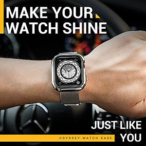 MAGEASY Aircraft-Grade Aluminum Rugged Case for Apple Watch Ultra 2, Apple Watch Ultra 49mm | 2 in 1 Metal Hard Shell with Shockproof Inner Bumper for Max Protection, Odyssey - Titanium