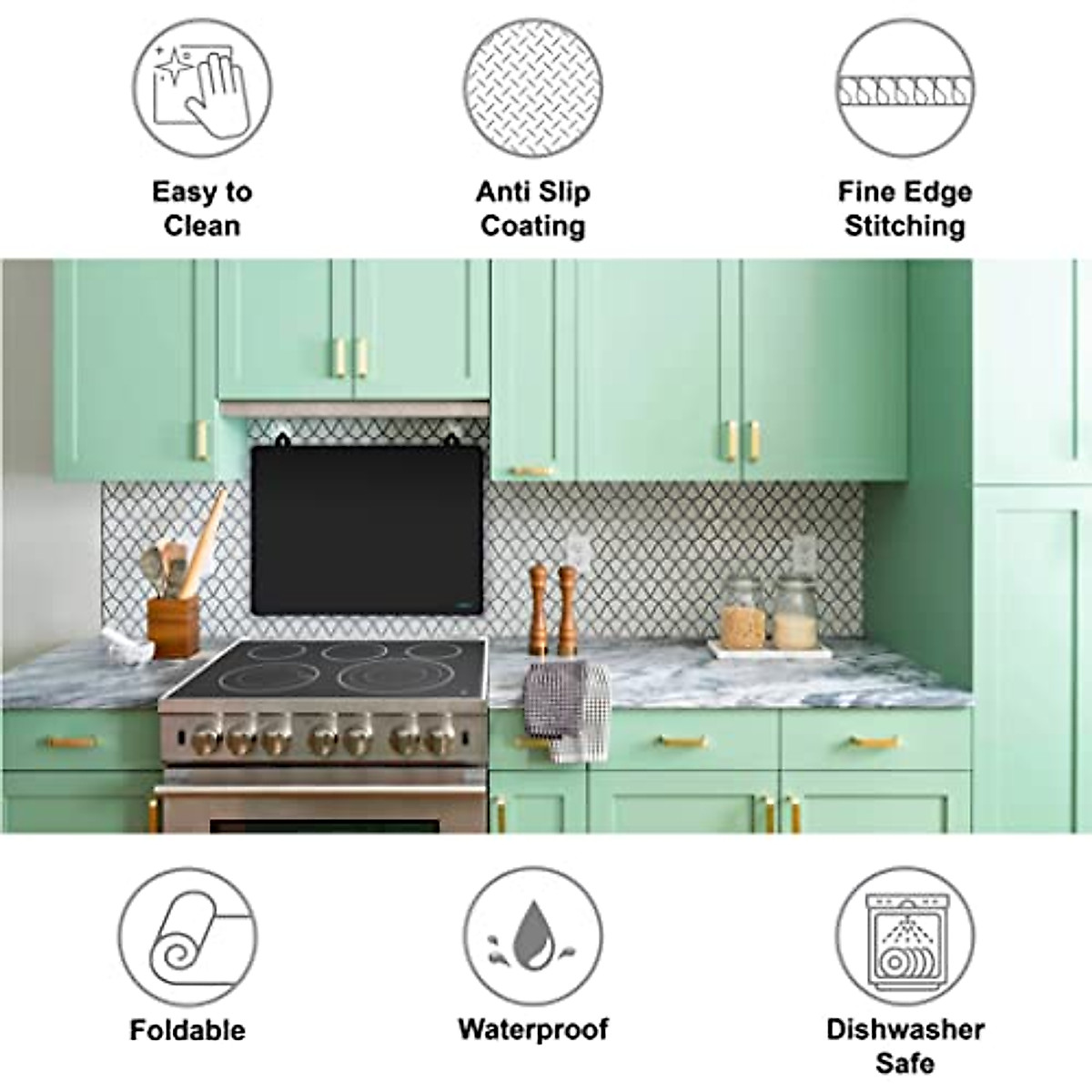 Abra Stove Top Covers for Electric Stove Top | Glass Stove Top Cover | Thick Natural Rubber | Prevents Scratching | Stove Cover Expands Usable Space (28.5x20.5, Black)