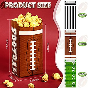 120 PCS Football Popcorn Bags Football Candy Treat Bags Football Party Popcorn Boxes Football Popcorn Holder Football Paper Favor Bags for Football Theme Birthday Party Baby Shower Supplies