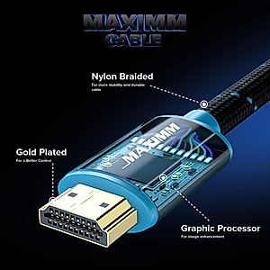 HDMI Extension Cable Male to Female (8 Feet), 8K & 10K Ultra HD, High-Speed, HDCP, ARC, 3D, 1080p to 2160p Video, 50Gbps Bandwidth