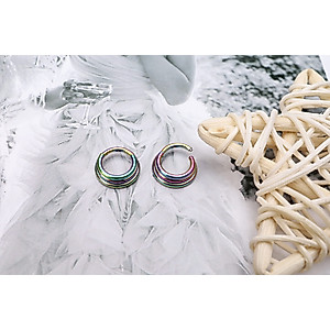 JINSAWW 2Pcs 16G Triple Stacked Septum Clicker Ring Surgical Steel Hinge Nose Rings Clicker Daith Helix Earring Piercing Jewelry