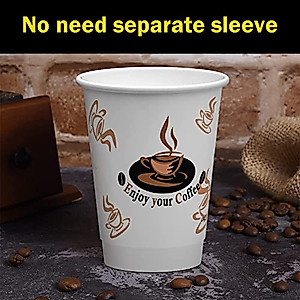 SPRINGPACK Disposable Coffee Cups with Lids, [100 pack] 12 oz (Double Wall) Insulated To Go Paper Coffee Cups for Cold/Hot Beverage, Recyclable Takeaway Drinking Cups for Home Office Cafe Parties