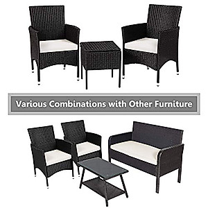 Casart Set of 2 Rattan Cushioned Chairs, Outdoor Wicker Dining Armchairs, Perfect for Porch, Patio and Balcony