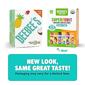 DeeBee's Organics SuperFruit Freezie Pops Variety Pack, No Added Sugars, No Artificial Flavors or Colors (Pack of 50)