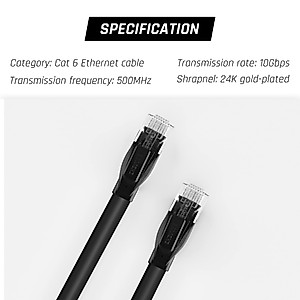 FANPL Cat 6 Ethernet Cable for Nintendo Switch OLED (Black)