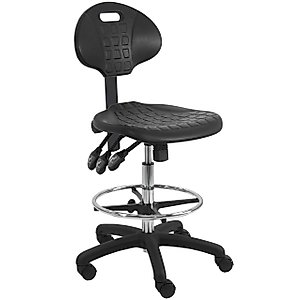 BenchPro Deluxe Chrome & Firm Polyurethane Foam Chair with 18” Adjustable Footring, 3 Lever Control, 21"-31" Height Adjustment and 450 lbs Capacity.