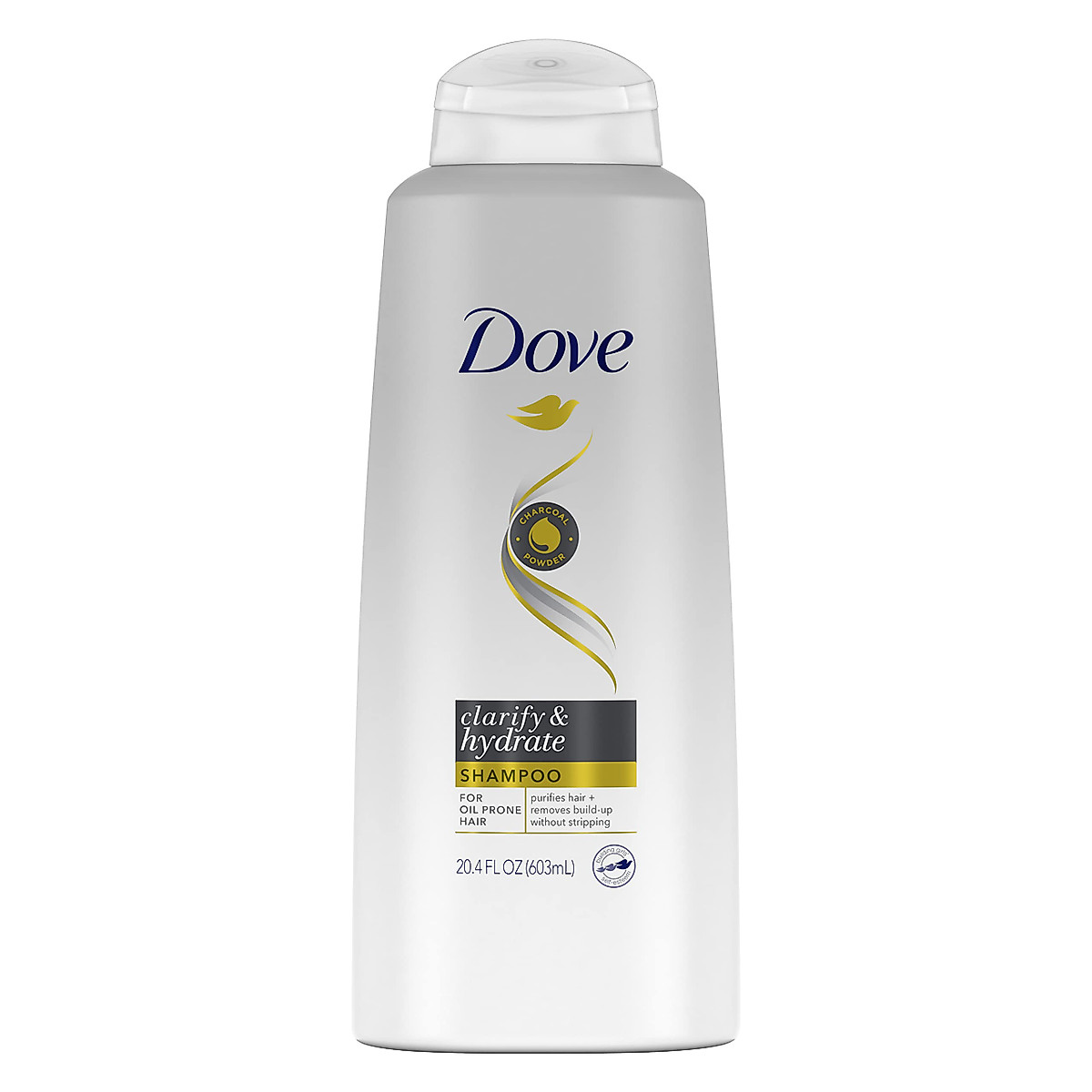 Dove Shampoo for Oily Hair Clarify & Hydrate With Charcoal to Purify Hair and Remove Build-up Without Stripping Hair 20.4 oz