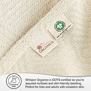 Whisper Organics 100% Organic Cotton Light Blanket - Throw Blanket with Diamond Jacquard Pattern - Breathable Blanket Throw - GOTS Certified Summer Blankets (Natural, 60x80)