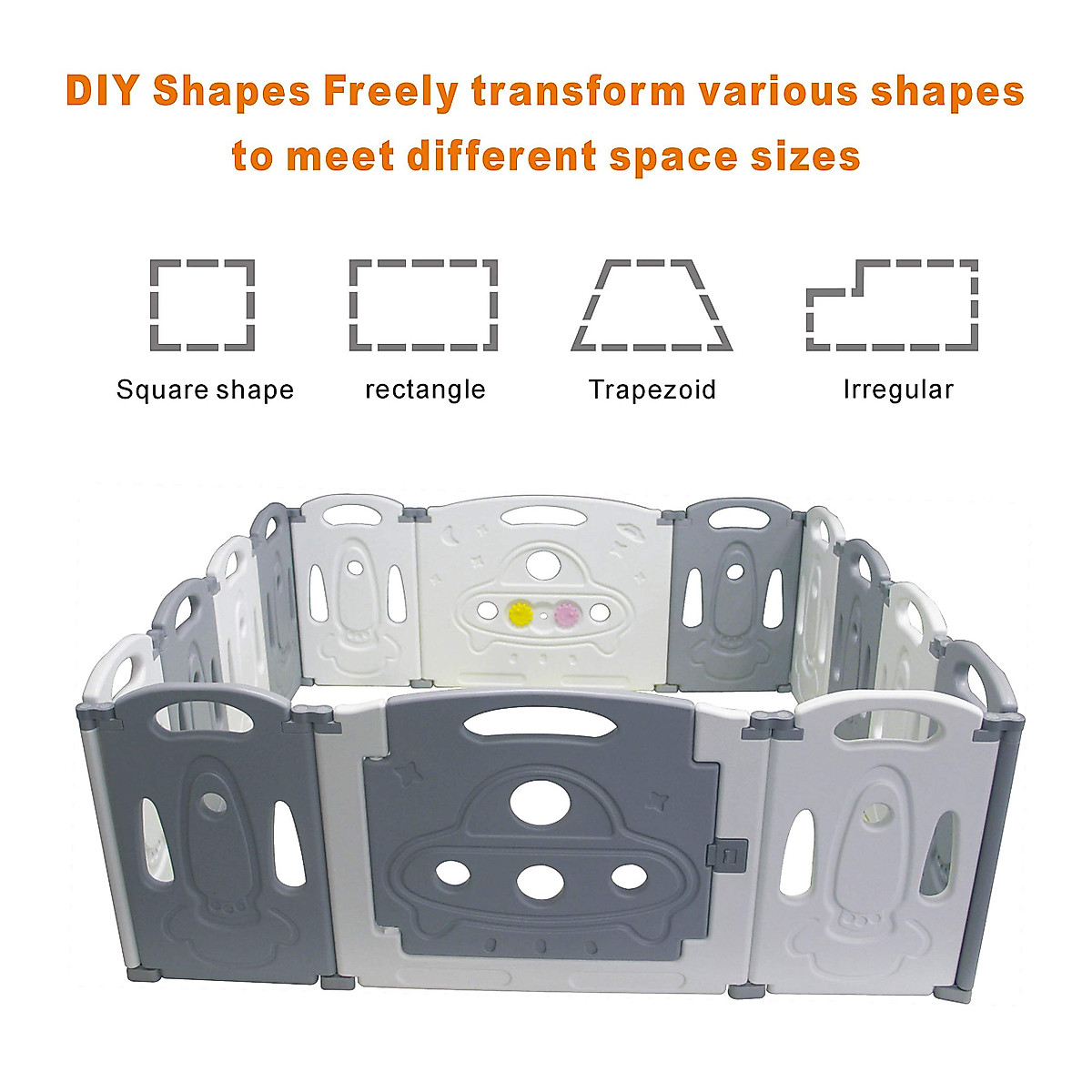 Baby Playpen Kids Activity Centre Safety Play Yard Home Indoor Outdoor New Pen (Multicolour) (Grey White)