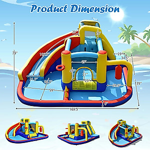 BOUNTECH Inflatable Water Slide, Mega Water Park Bounce House Combo for Kids Backyard Outdoor Fun w/Splash Pool, Climbing Wall, Blow up Waterslides Inflatables for Kids and Adults Party Gifts