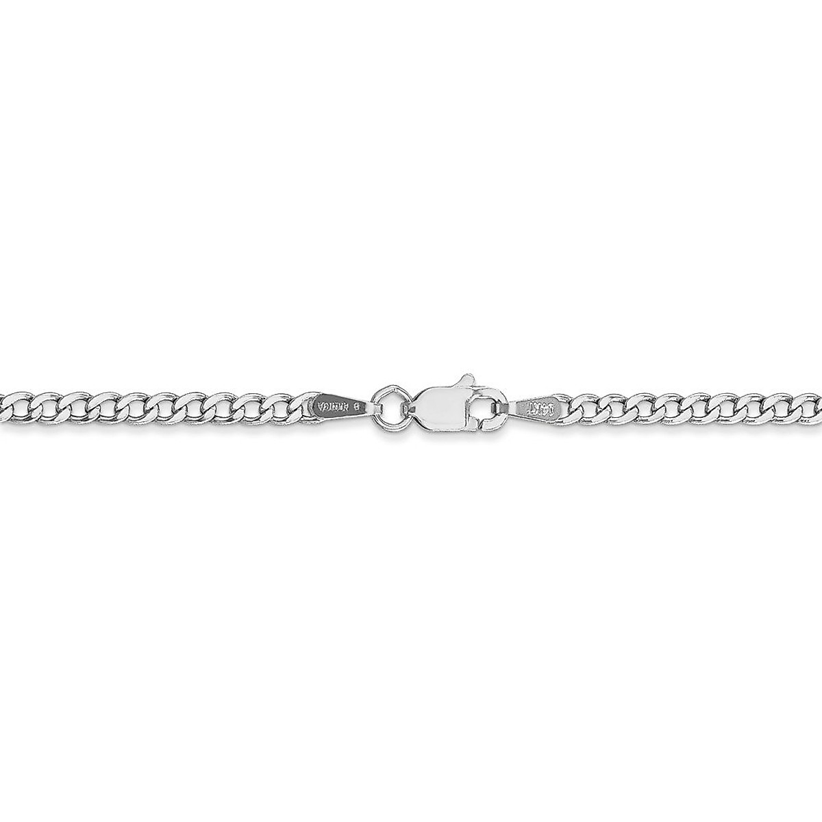 Sonia Jewels 14k White Gold 2.5mm Curb Cuban Link Chain Necklace - with Secure Lobster Lock Clasp 24"