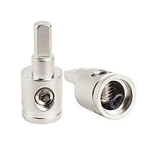 Amp Input Reducer Brass with Nickel Plated 0 Gauge Car Audio Power/Ground Amp Input Reducer Adapter 2Pcs