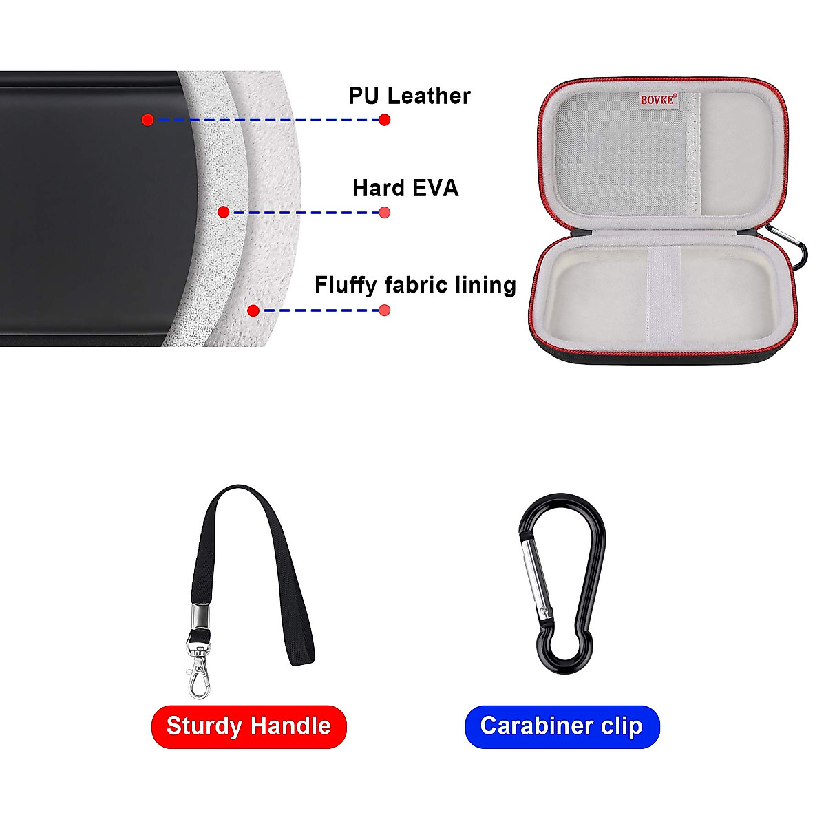 BOVKE Carrying Case For Nintendo Game & Watch: Super Mario Bros Handheld Game Consoles Classic Device, Extra Mesh Pocket for Charging Cable, Black