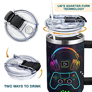 Gamer Gift for Men from Daughter, Son, Kids, Wife - 40oz Game Tumbler With Handle and straw for Father's Day, Christmas, Birthday, Valentines Day - 40 oz Stainless Steel Tumbler for Gaming Men