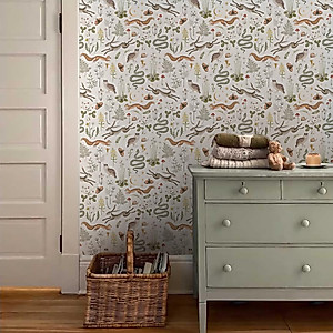 VistaPalette 18"x236" Animals Star Moon Squirrel Leaf Peel and Stick Self Adhesive Wallpaper Removable Contact Paper Stick on Easy Peel Off Wall Paper for Kitchen Bedroom Bathroom Renter