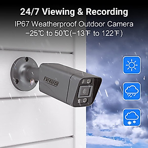 EVERSECU 1080P 24/7 Full-time Color Spotlight Night Vision HD Analog Bullet Security Camera with Warm Light LEDs, 2MP (HD-TVI/AHD/CVI/Analog) 4-in-1 CCTV Camera Outdoor Weatherproof