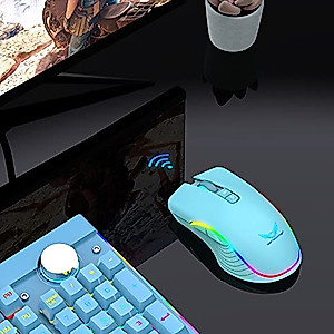 HETOETF Rechargeable Wireless Gaming Mouse, RGB LED Backlit Mouse with 4 Adjustable DPI, 7 Button, 2.4G USB Optical Gaming Ergonomic Computer Mice for Laptop PC Gamer Computer Desktop(Green)