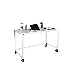 Office Dimensions 21647 White RTA 48" Wide Mobile Metal Desk Workstation Home Office Collection