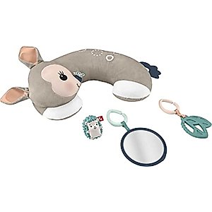 Fisher-Price Baby Shower Gift Tummy Time Fawn Wedge With 3 Sensory Baby Toys For Newborns
