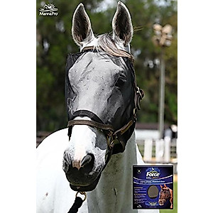 Opti-Force Equine Fly Mask- Horse Fly Mask with UV Protection and Insect Repellent, Adjustable Fit for Comfort- Without Ears XL
