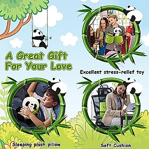 Emoin Panda Stuffed Animals Panda Bamboo Plush Toy 11.8 Inch Bamboo Tube Panda Pillow Stuffed Panda Bear Plushies Panda Doll Gifts for Boys Girls