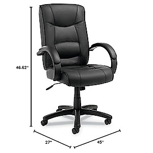 Alera ALESR41LS10B 17.91 in. - 21.85 in. Strada Series High-Back Swivel/Tilt Top-Grain Leather Chair, Supports Up to 275 lbs. - Black