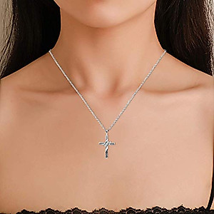 EternalDia 10k Diamond Three-Stone Cross Pendant Necklace Religious Jewelry (0.05cttw, I-J/I2-I3) 18"