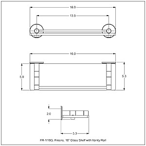 Allied Brass FR-1/16G Fresno Collection 16 Inch Vanity Rail Glass Shelf, Brushed Bronze
